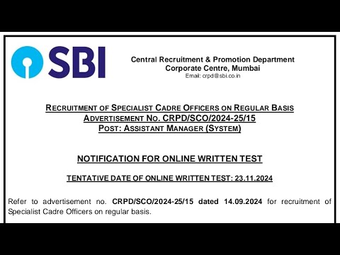 SBI #Specialist Officer #Exam Date Release | #SBI Assistant #Manager ...