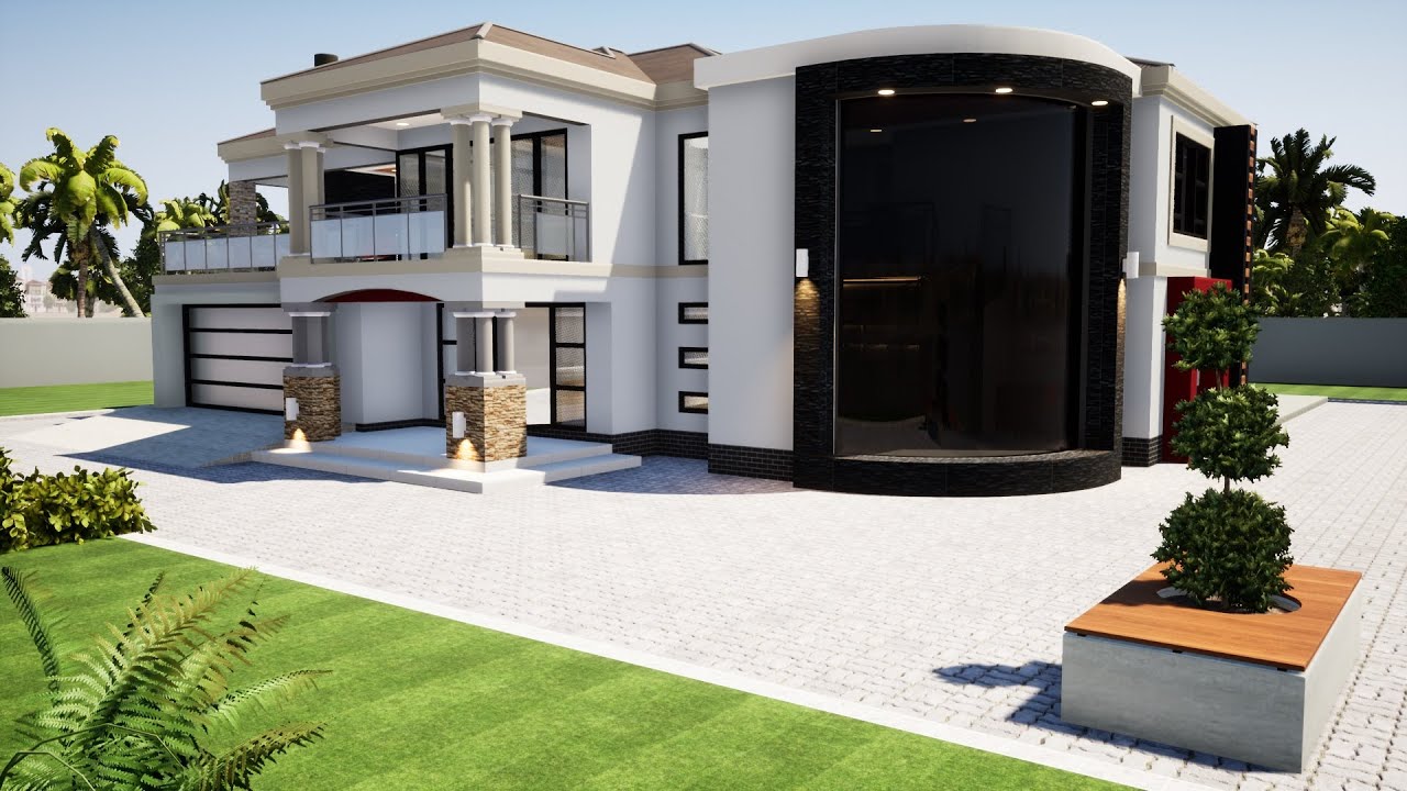 Double Storey design | 4 Bedroom | Hip roof design (17mx18.9m) - YouTube