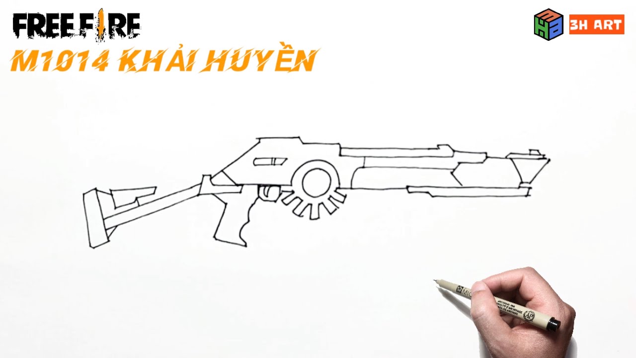 [Free fire] Vẽ M1014 Khải huyền siêu dễ | How to draw Rampage M1014 so ...