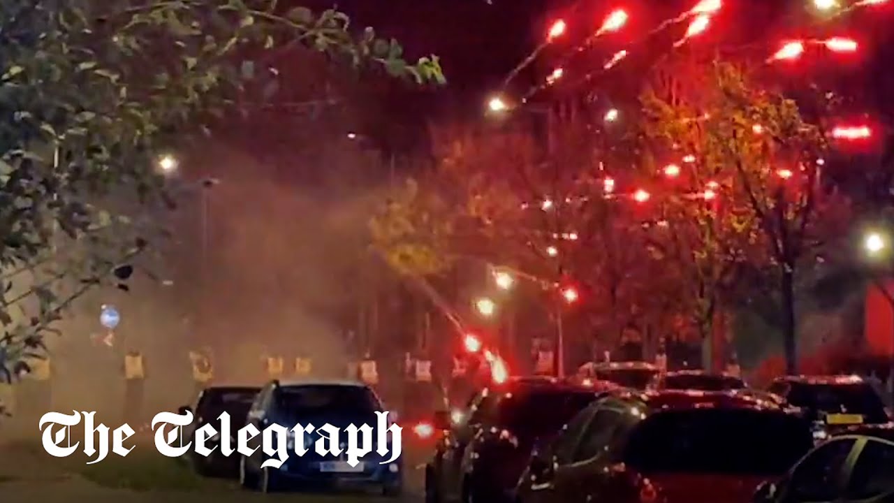 Chaos on Bonfire Night as youths throw petrol bombs at police - YouTube