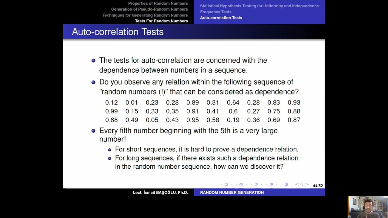 Simulation Modeling 32 Auto-correlation Tests - YouTube