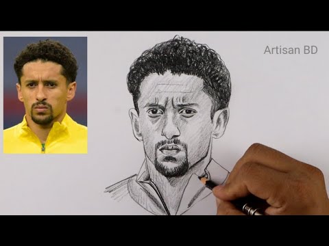 How to Draw Marquinhos step by step | Brazilian Footballer Marquinhos ...