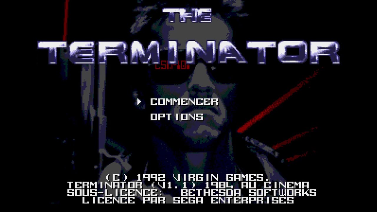 The Terminator (Mega Drive) – Écran-titre (US, patché en français ...