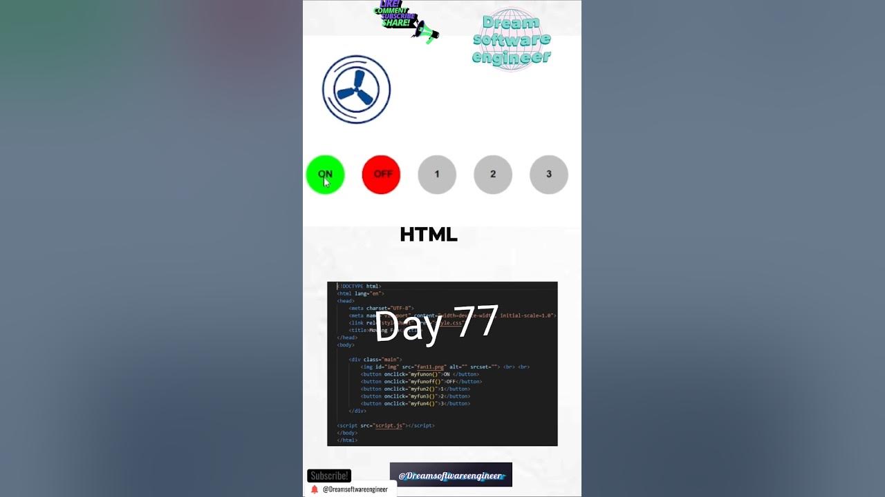 Day 77 Fan Onoff Using Html Css Javascrip Shortsfeed Tiktok Codinglife Htmlwebdesign