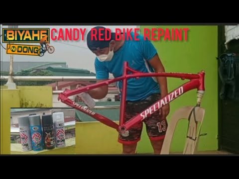 Candy red bike frame repaint. Samurai brilliant red Y 138 - YouTube