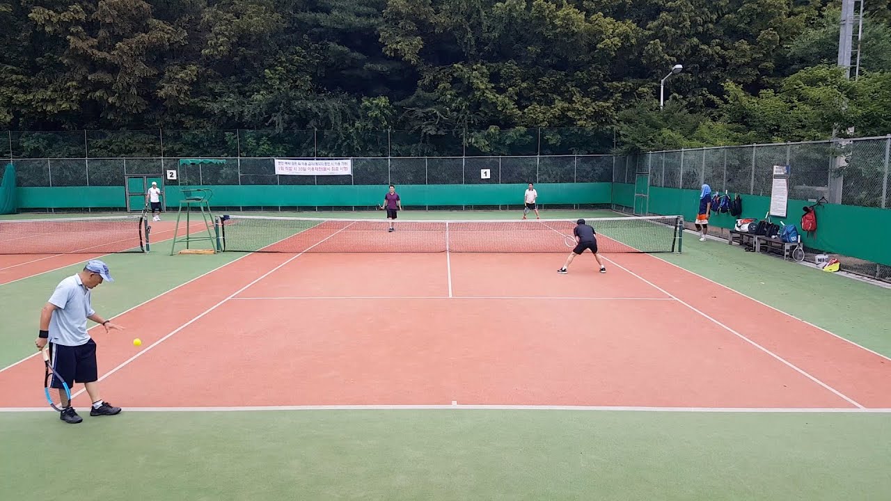 20230723 1640 백석테니스코트 복식 (gy+js vs jh+kj) - YouTube