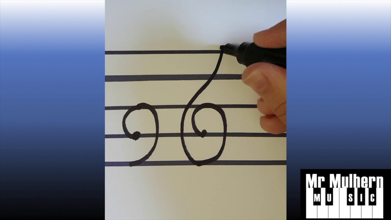Music Theory Mondays 4 - How To Draw A Treble Clef - YouTube