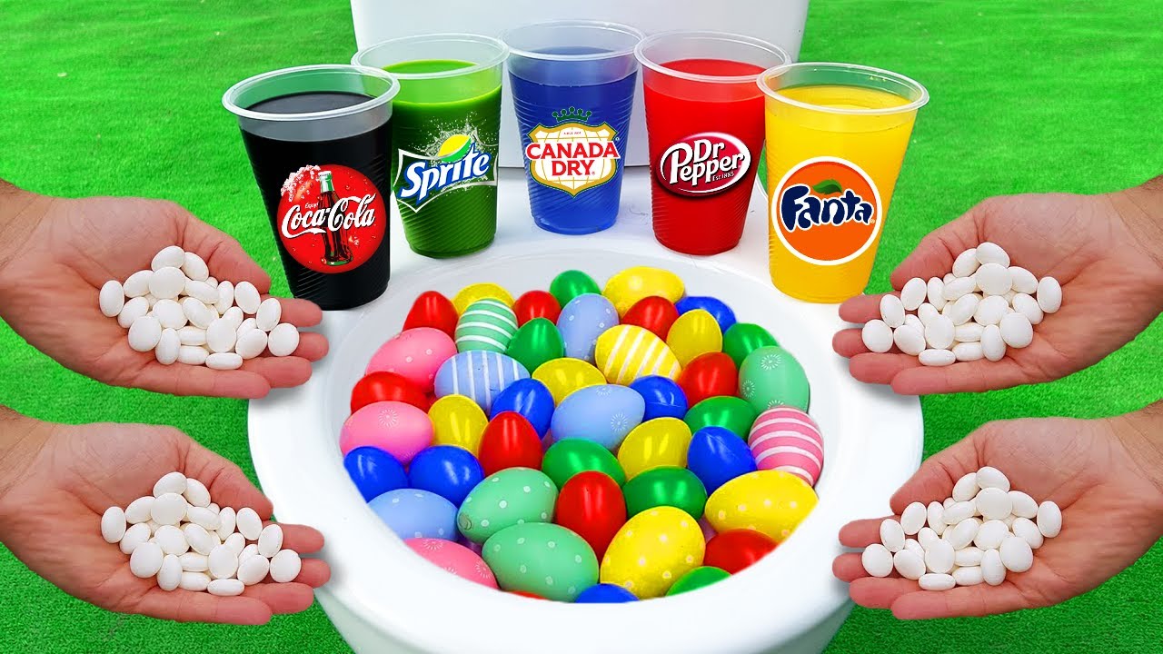 Colorful Easter Eggs VS Coca Cola, Fanta, Canada Dry, Dr Pepper, Sprite ...
