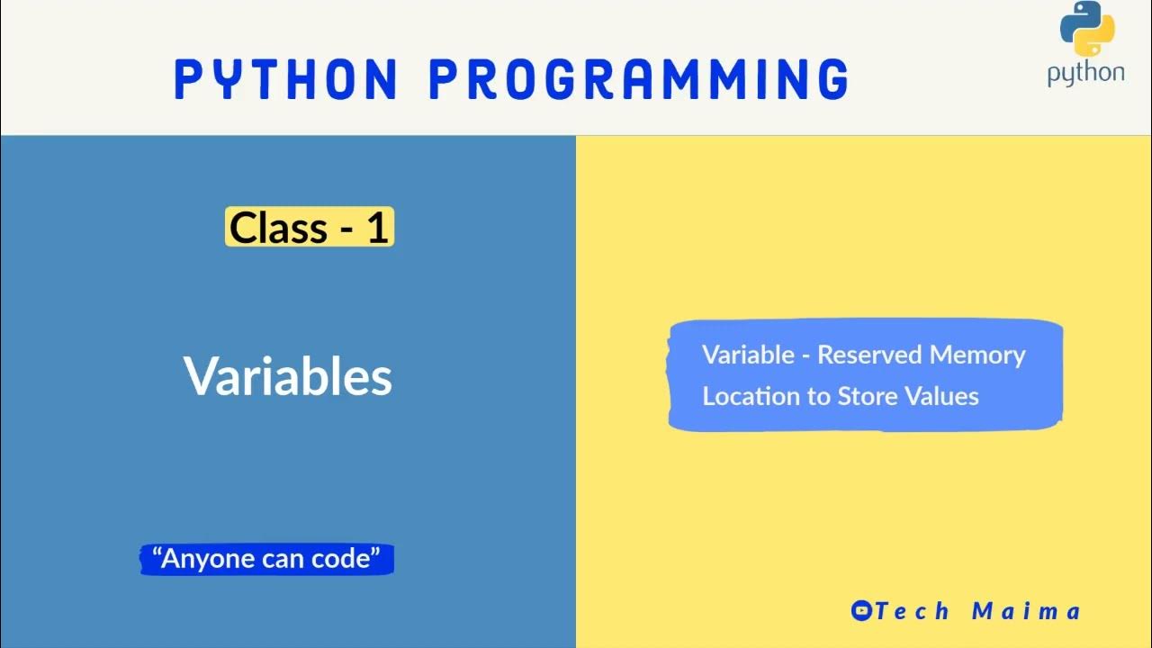 Variables In Python Python Course In Tamil Techmaima Youtube