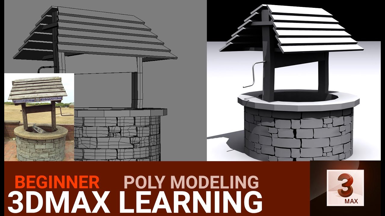 Tutorial Making Wishing well for beginner modeling methods in 3d max - YouTube