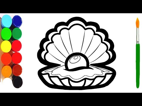 Seashell Drawing, Painting and Coloring for kids and toddlers | Draw ...
