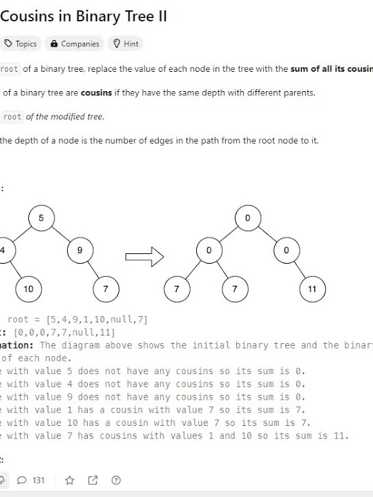 Leetcode Daily Problem - 2641. Cousins in Binary Tree II - YouTube
