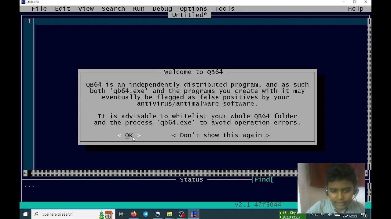 Qb64 Hello World Program Basic Execution Run Save Class 6 Ict Youtube