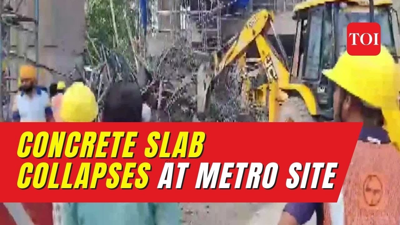Terrifying! Concrete Slab Collapses at Meerut's Rapid Metro site - YouTube