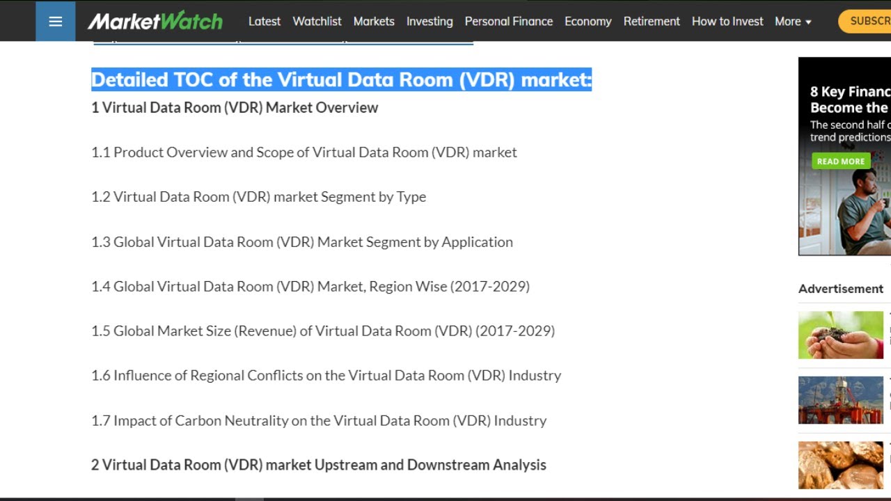 Detailed TOC of the Virtual Data Room (VDR) market part 3 - YouTube