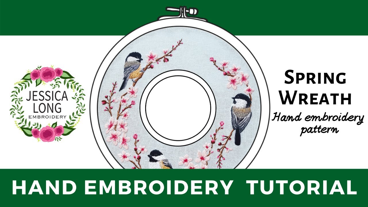 Spring Wreath Embroidery Pattern Tutorial - YouTube