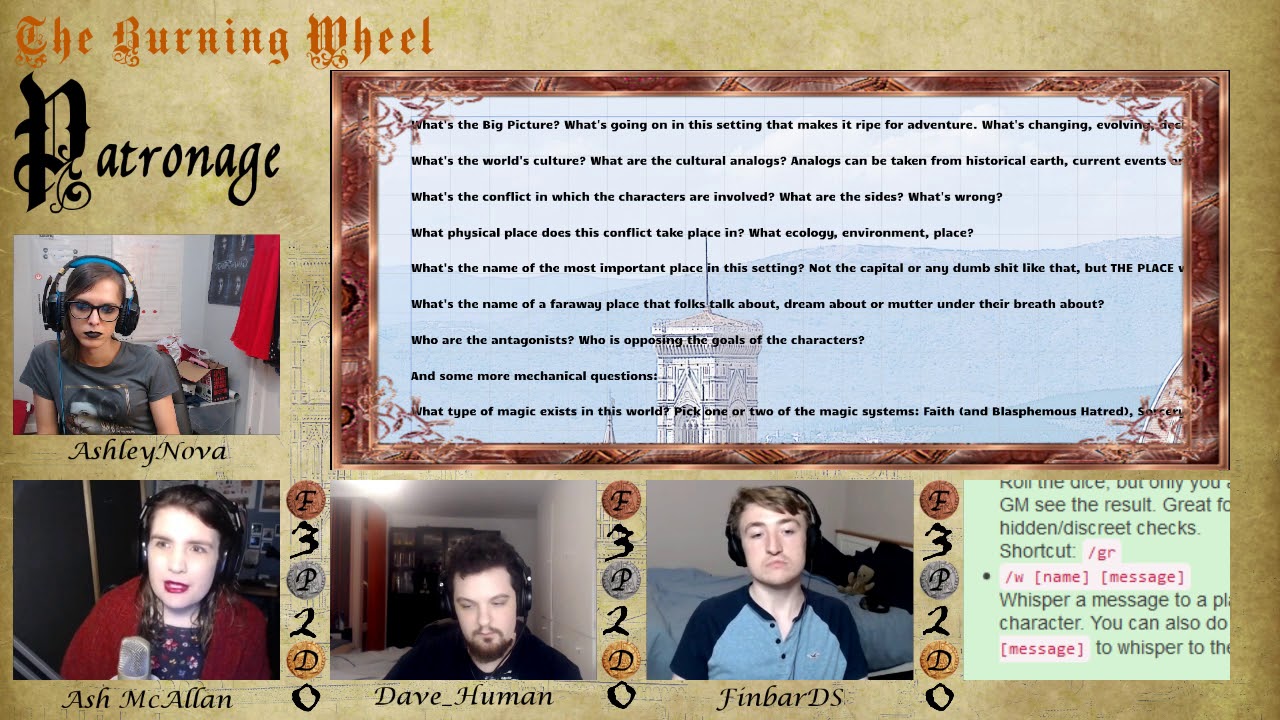 The Burning wheel: Patronage | Session 0 | Character/World Creation ...