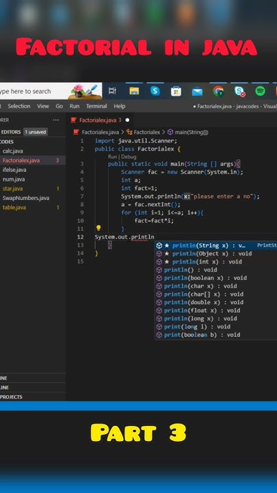 Factorial In Java Part 3 Development Coding Javacode Java Javatutorial Shorts