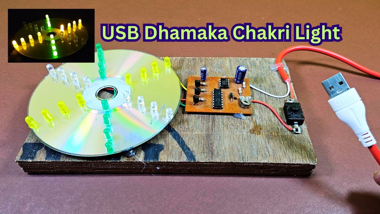 How to make USB Dhamaka Chakri Light || Make Decoration Light with 3 ...