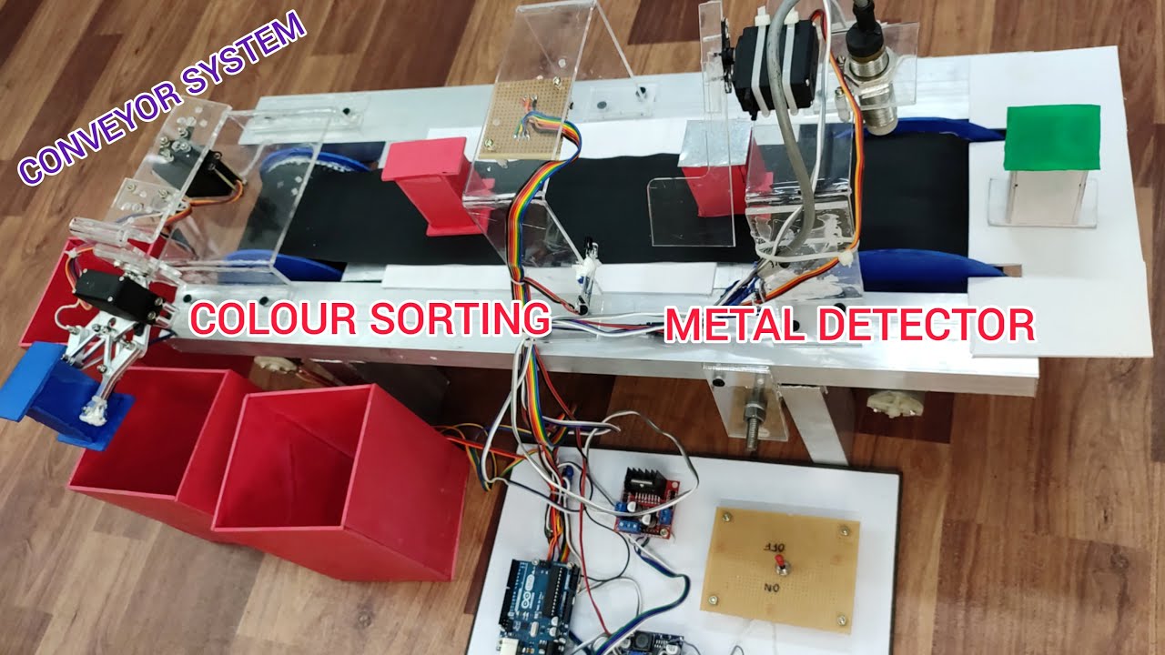 Color Sorting And Metal Detection Conveyor System Arduino Uno 1280