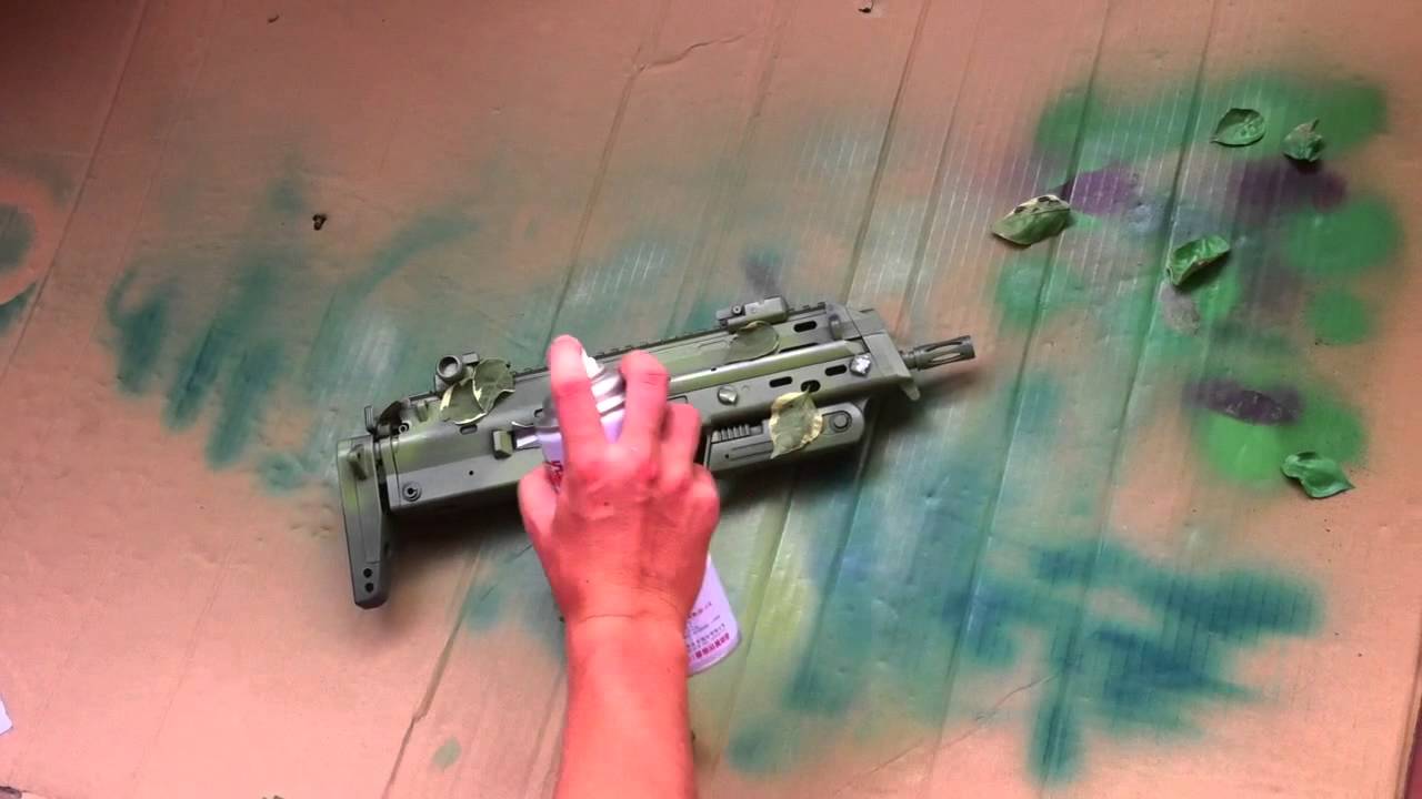 How To Spraypaint Your Airsoft Guns (MP7, Jungle Camo) - YouTube