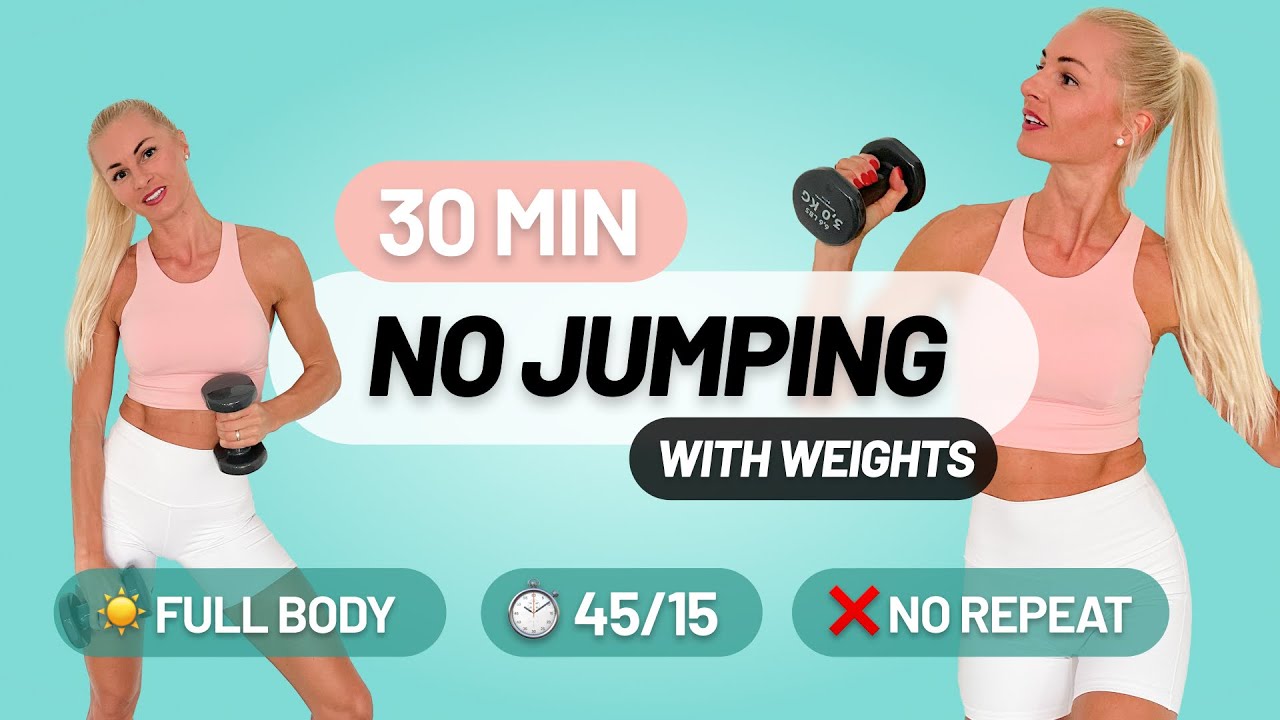 30 Min INTENSE Full Body HIIT Workout with Weights - No Jumping, No ...