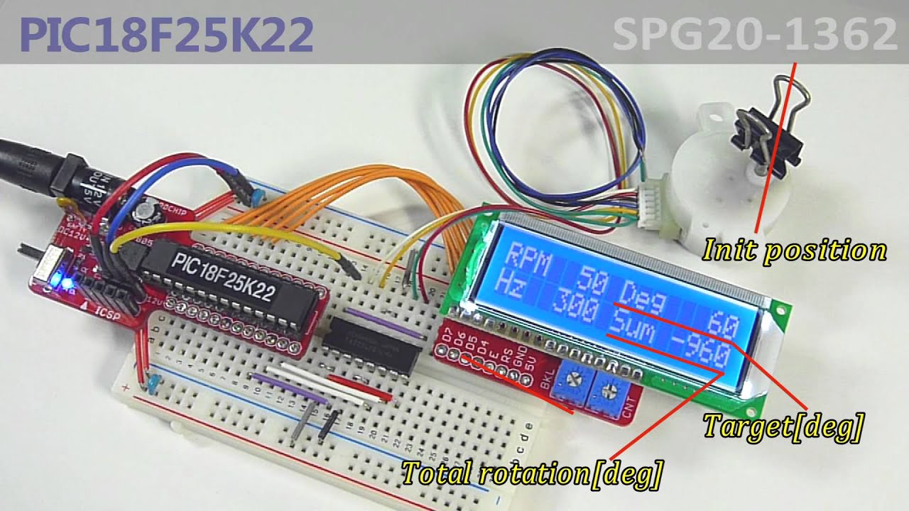 SteppingMotor SPG20-1362 using TA7774PG (PIC18F) - YouTube