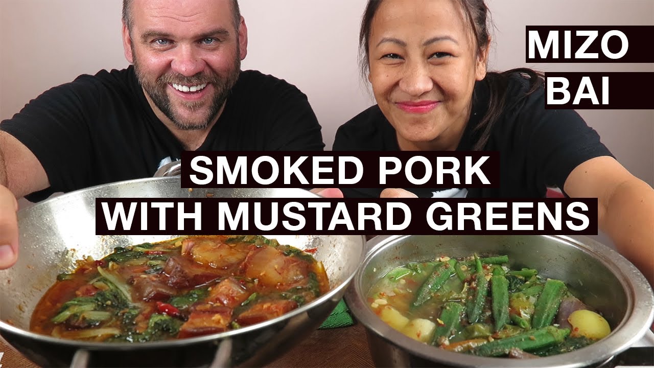 MUKBANG PORK WITH MUSTARD GREENS/MIZO STYLE BAI (A VEGETABLE STEW WITH ...