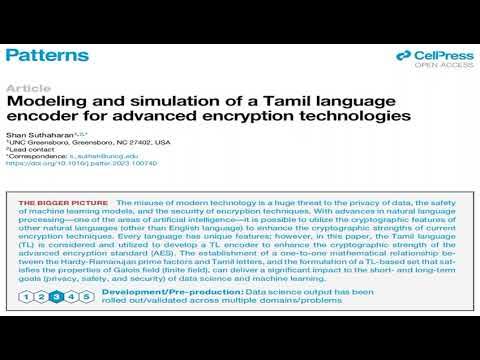 Modeling and Simulation of a Tamil Language Encoder for Advance Encryption Technoligies - YouTube