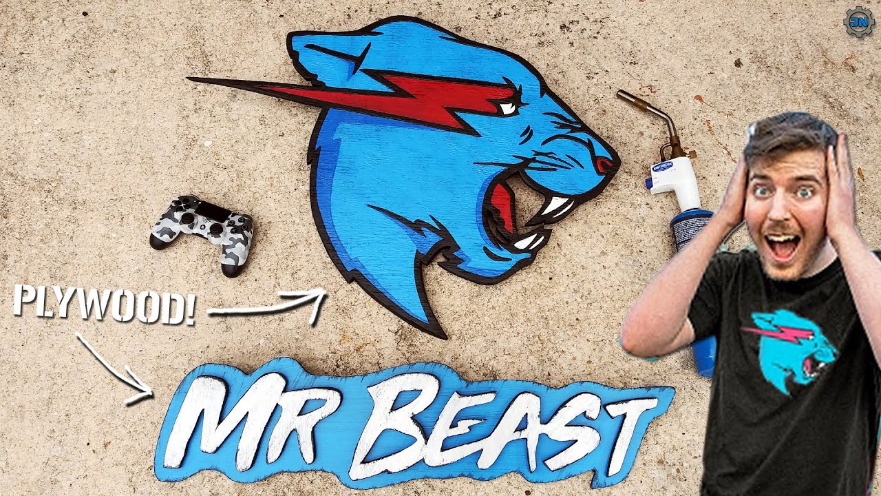 Mr. Beast sign made out of wood by hand not robots & out of scrap ...