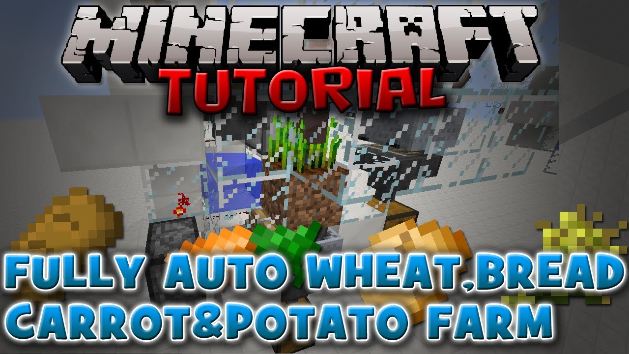 Minecraft Fully Auto Bread+Wheat/Carrot/Potato Farm V2 Tutorial | AFKable [14w04b/1.8] - YouTube