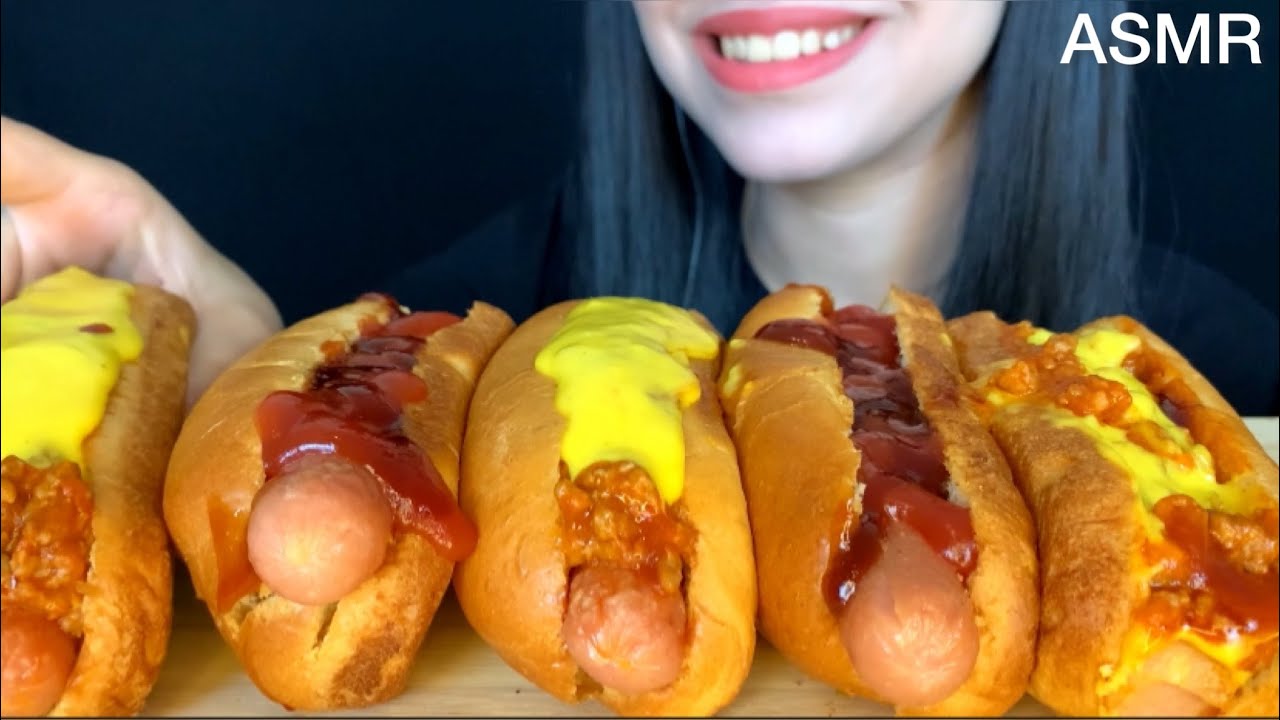 ASMR Chili Cheese Hot Dog | Mukbang (Eating Sounds) - YouTube