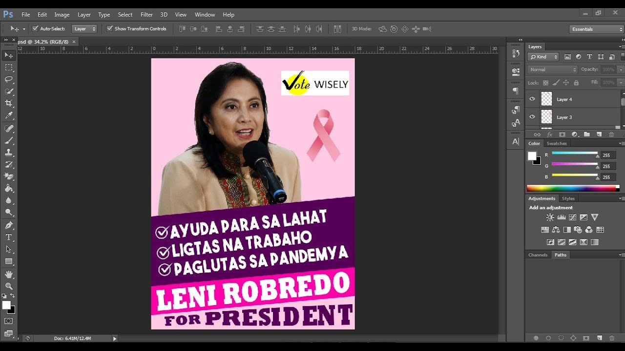 How to Layout Campaign Poster Leni Pink Temp | Free PSD File | MiingTv ...