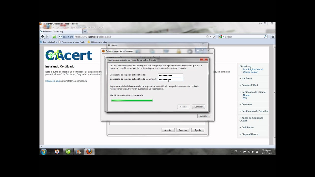 Crear un Certificado digital con CACERT y Utilizarlo en thunderbird ...