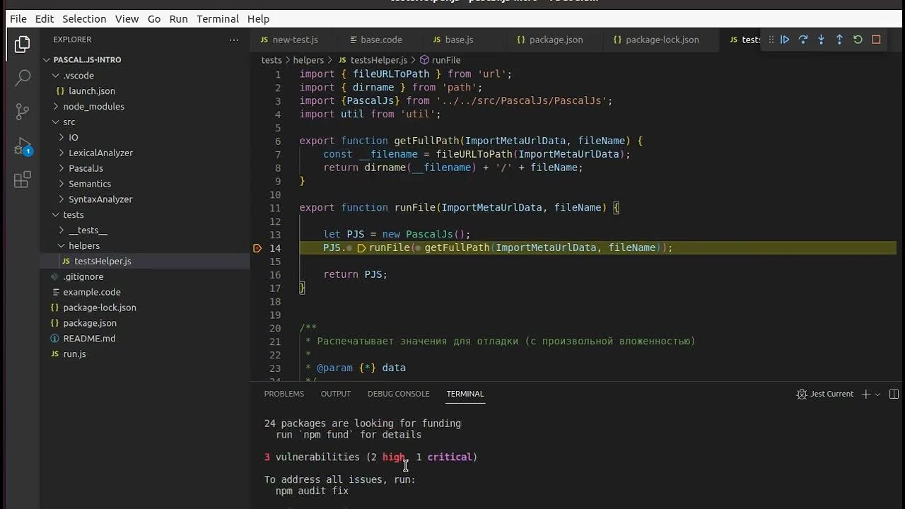 Начало работы, запуск теста - Pascal-js-intro Пишем интерпретатор - YouTube