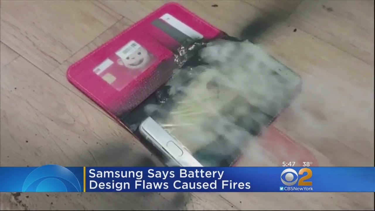 Samsung Blames Phone Fires On Battery Design Flaw - YouTube