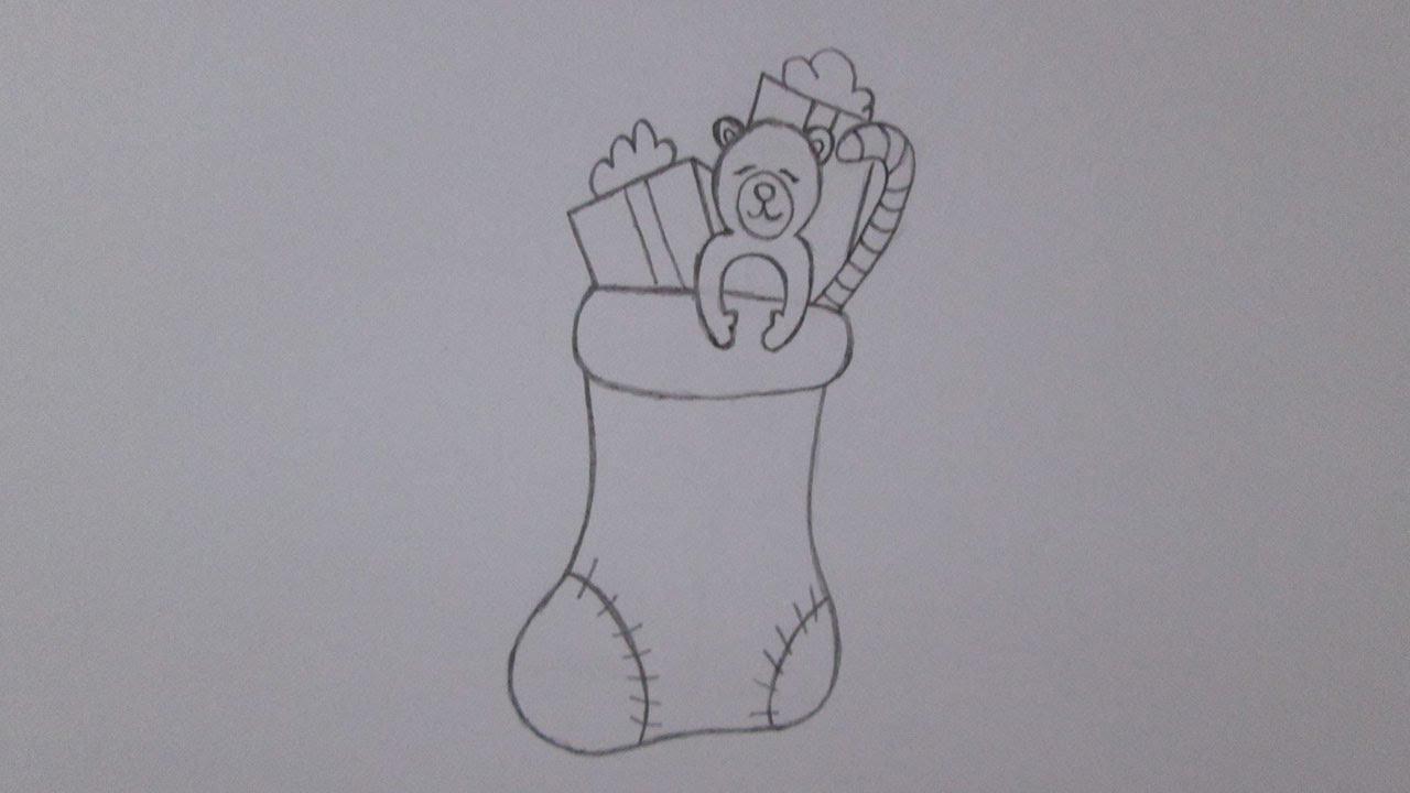 How to draw half with Christmas presents - YouTube