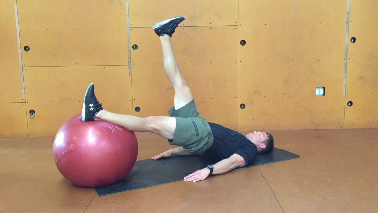 Stability Ball Single-Leg Foot Elevated Straight Leg Bridge - YouTube