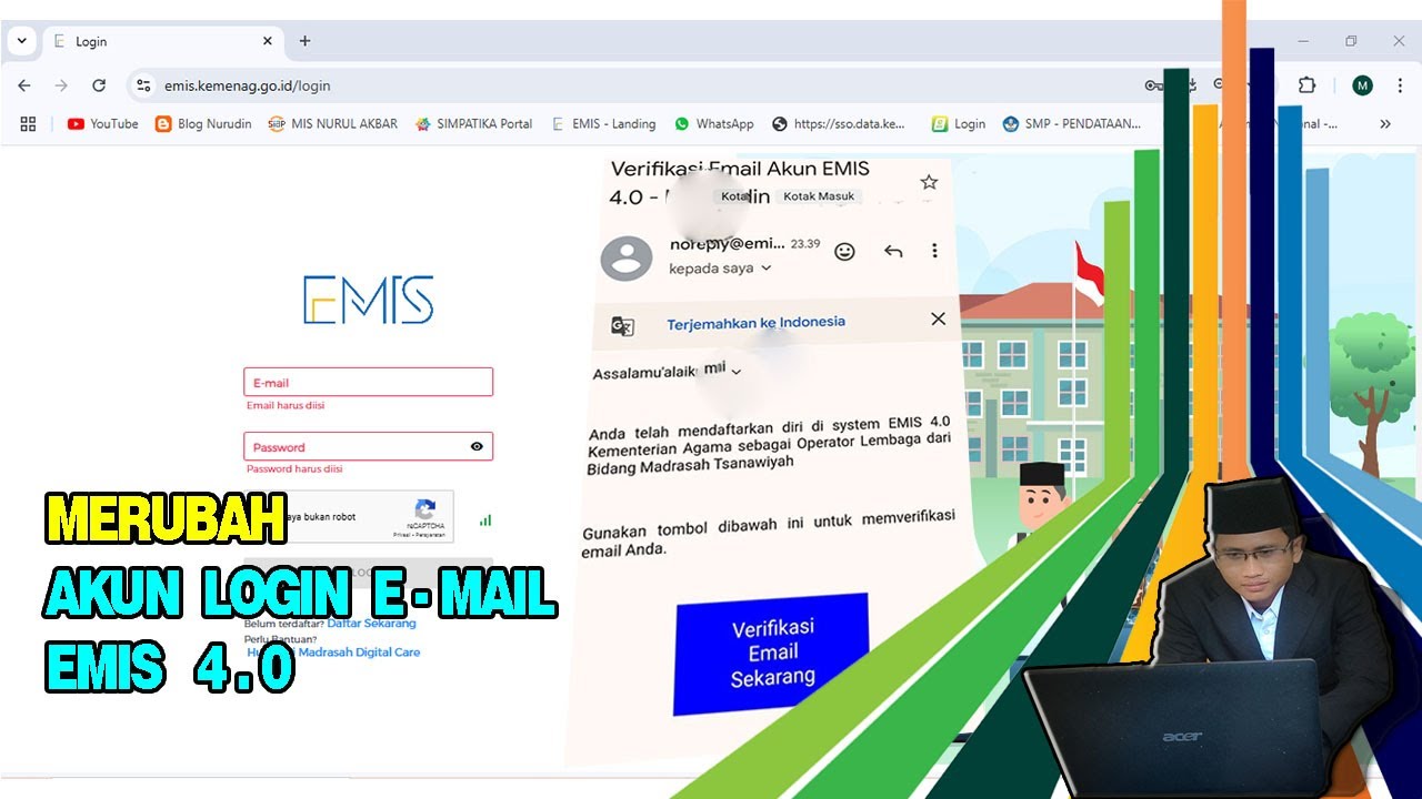 Cara Merubah Akun Login E-Mail EMIS 4.0 ( Staf Lembaga ) - YouTube
