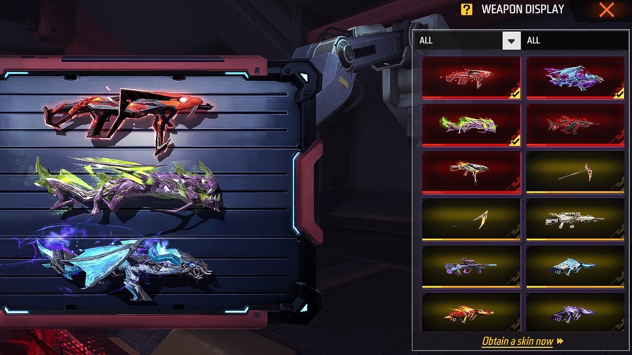 World’s best free fire gun collection 😱 || Free fire gun collection ...