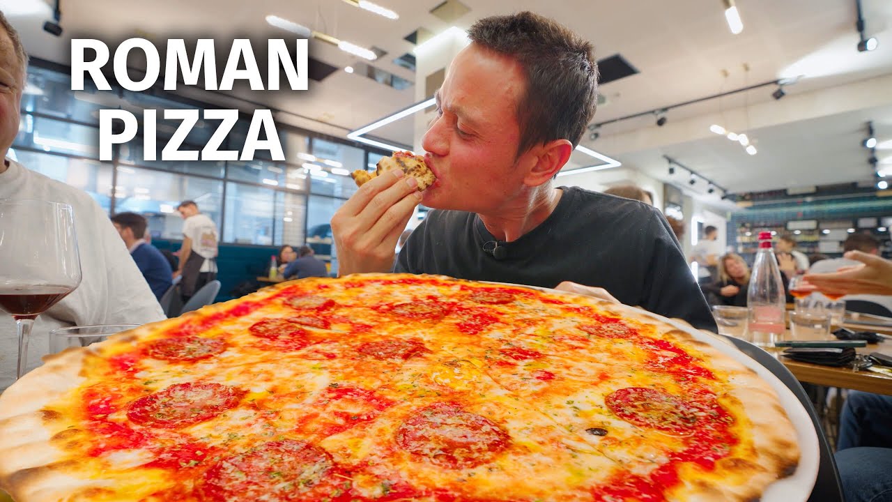 Extra Crispy Roman Pizza! 🍕 Eating at One of the Highest Rated ...