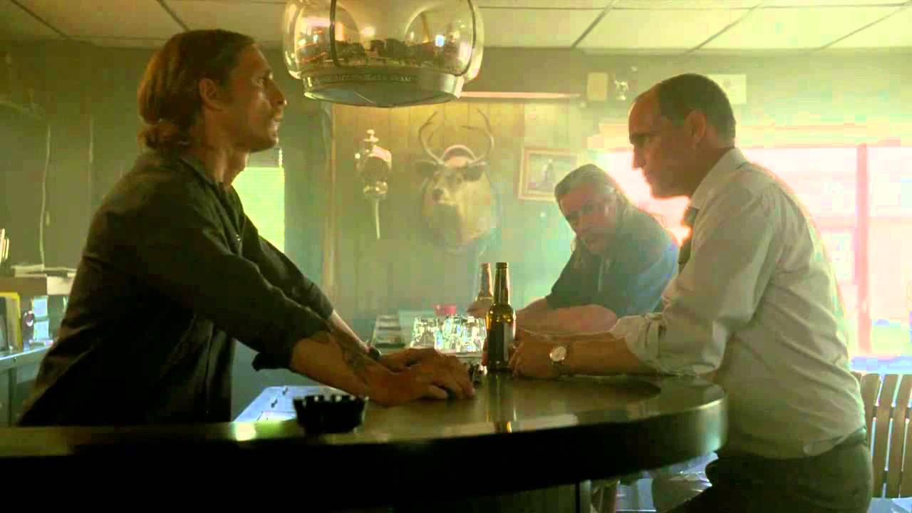 True Detective Bar Scene - Marty and Rust Talk In Doumain's Domain ...