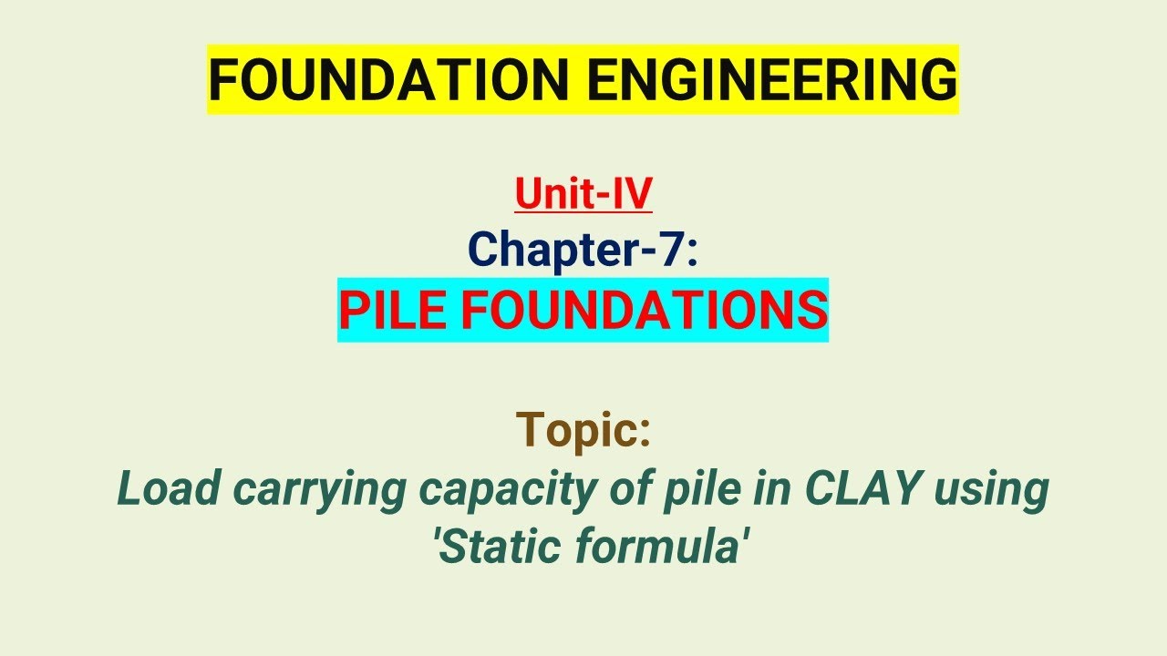 Load carrying capacity of pile in CLAY using 'Static formula' - YouTube