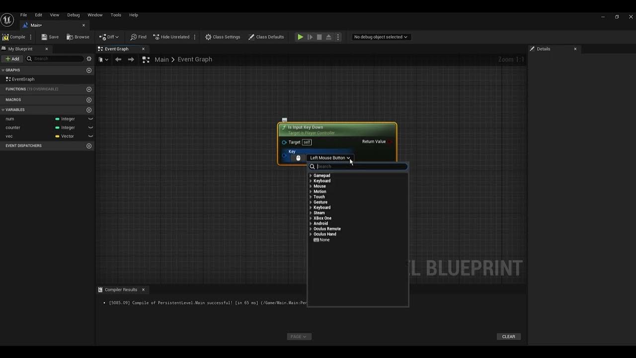 UE5 Blueprints Tutorial 013-1 Create a node: Is Input Key Down ノードの作成 - YouTube