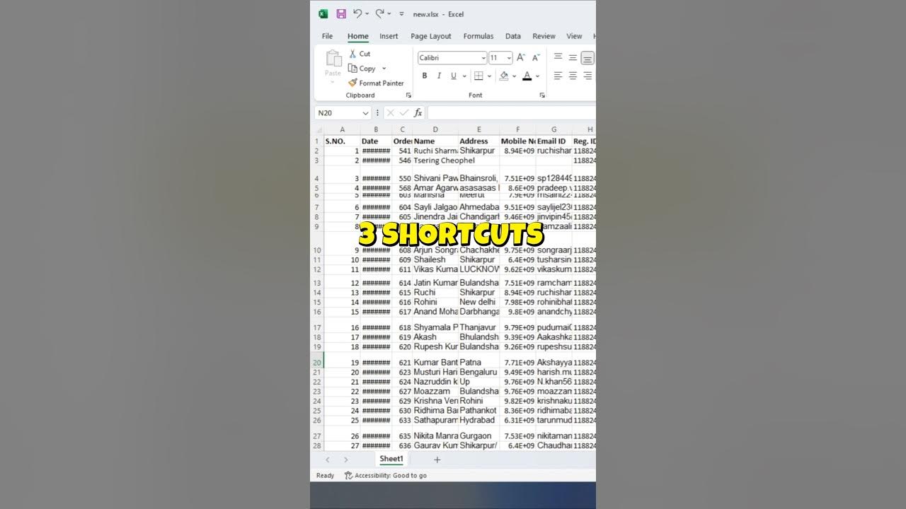 Most useful 3 shortcuts for automatically adjust data in excel #excelshorts #shorts #ytshorts ...