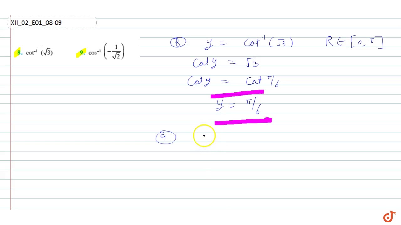 Find the principal value of: `cot^(-1)(sqrt(3))`... - YouTube