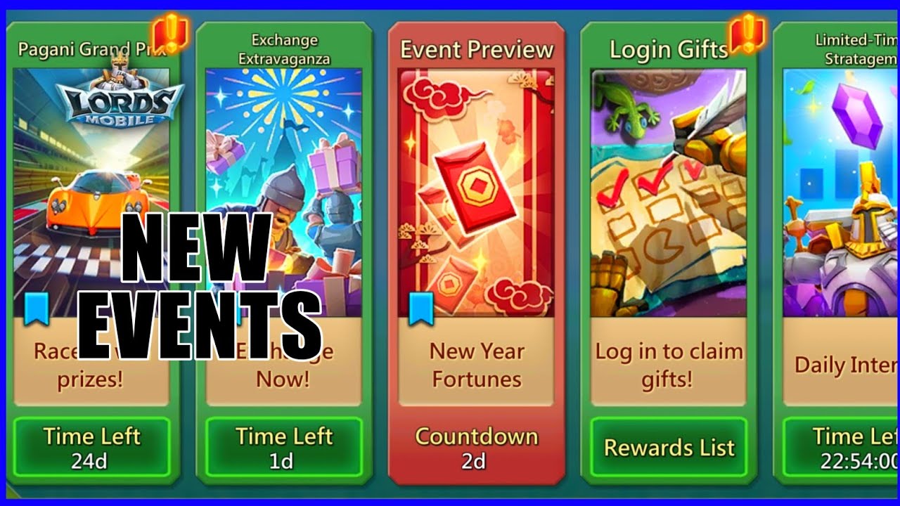 Lords mobile New Year Fortunes Upcoming Event Preview - YouTube