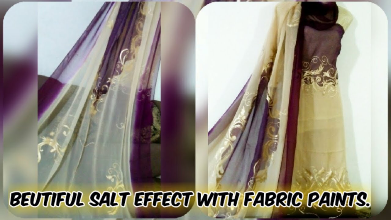 Freehand fabric painting | salt effect with fabric paint - YouTube