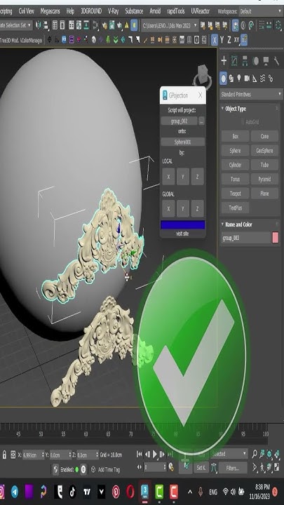 Paste the ornament on the curved wall #3dsmax #adobe #aftereffects #architect #design # ...