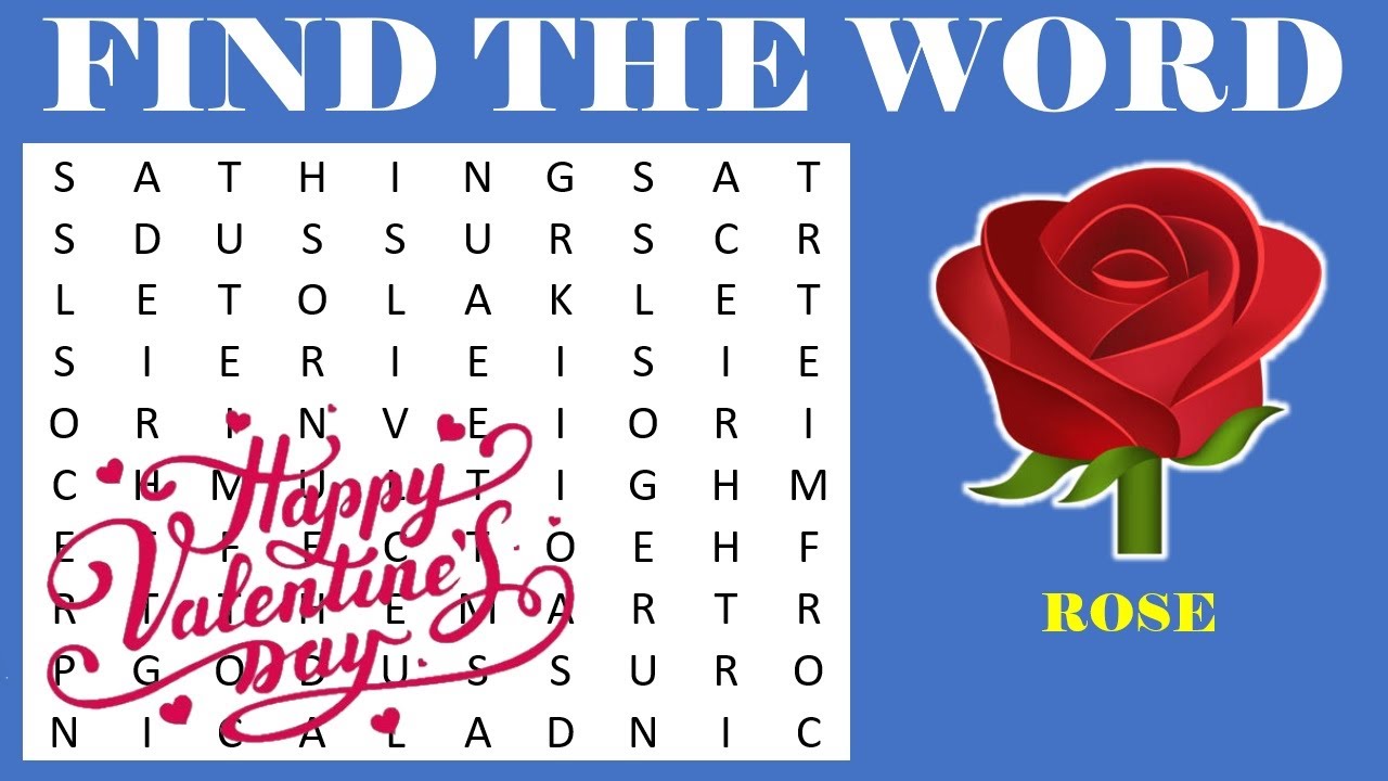 VALENTINE'S DAY | Word Game | Word Search | Find the Hidden Words ...